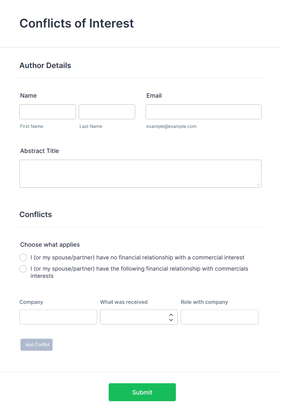 COI Form Template | Jotform