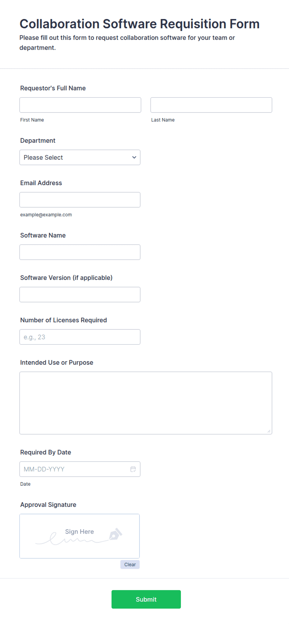 Collaboration Software Requisition Form Template | Jotform