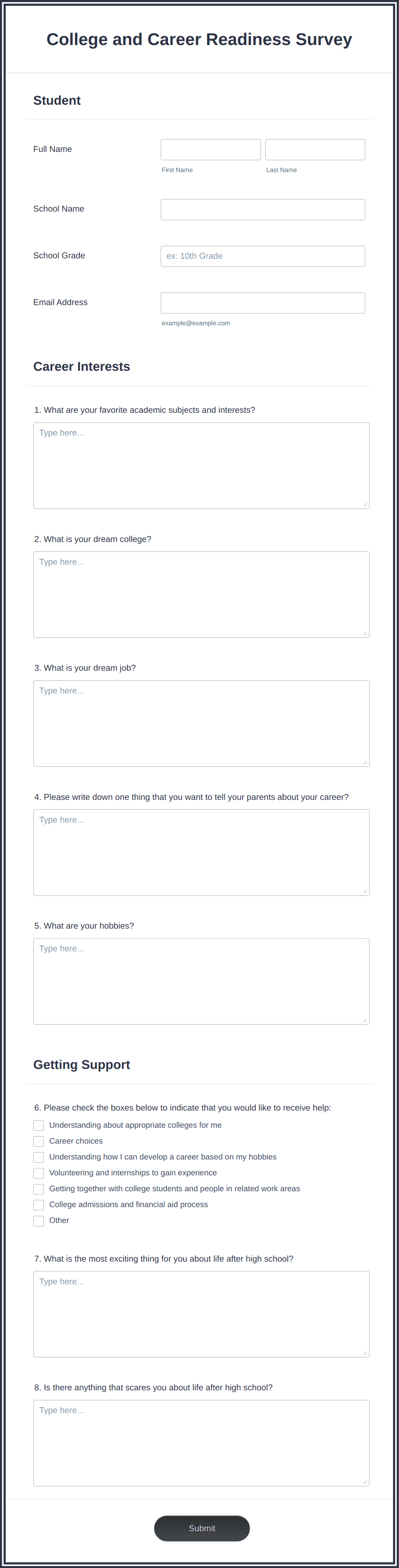 College and Career Readiness Survey Form Template | Jotform