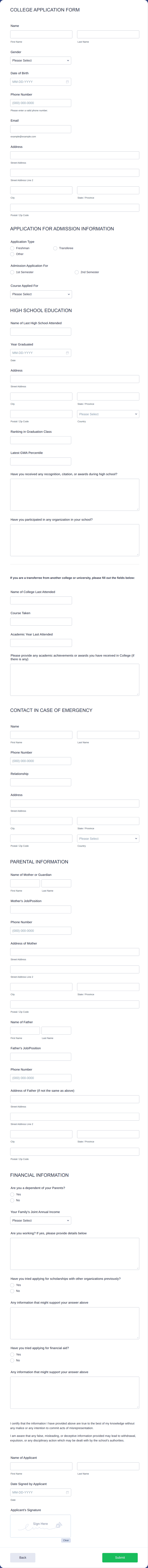 College Application Form Template | Jotform