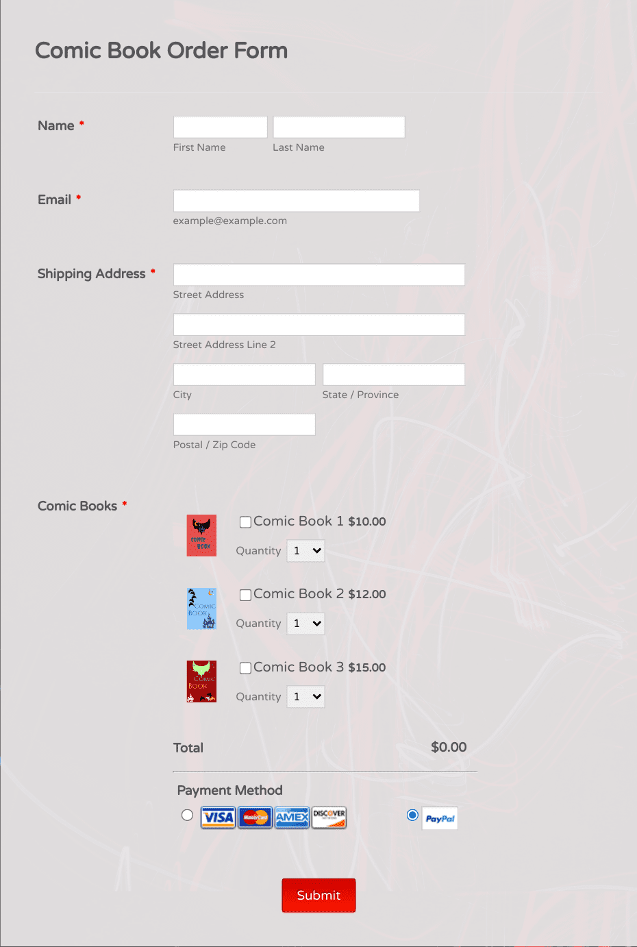 Comic Book Order Form Template | Jotform