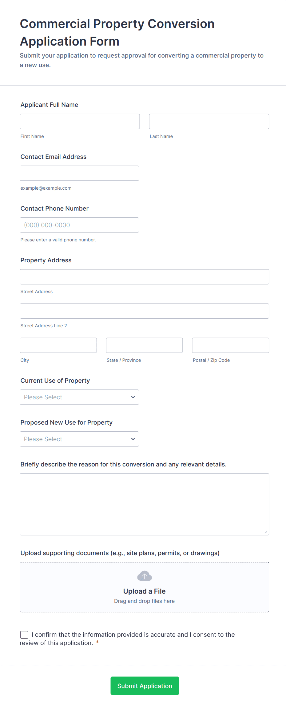 Commercial Property Conversion Application Form Template | Jotform