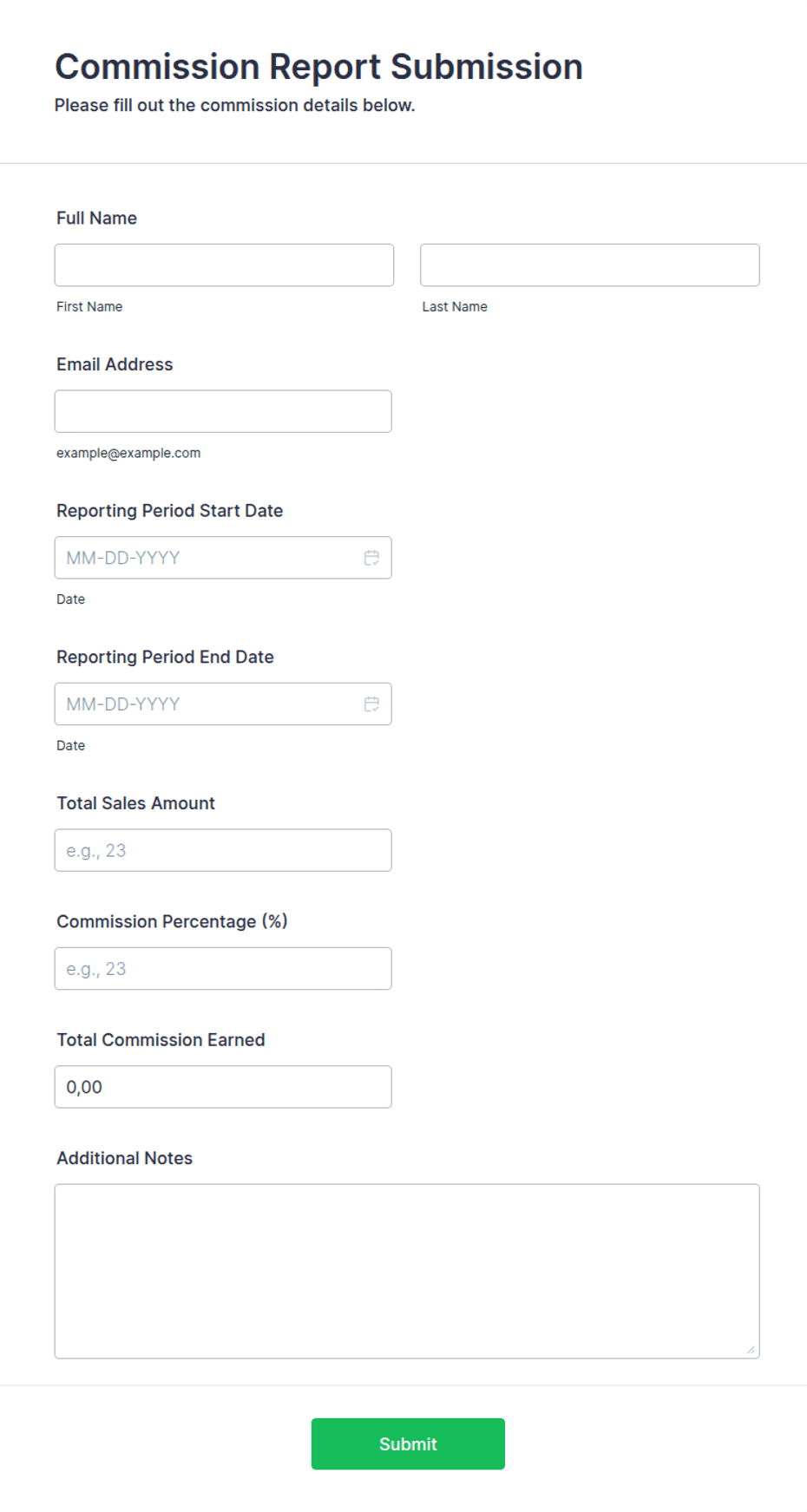 Commission Report Submission Form Template | Jotform