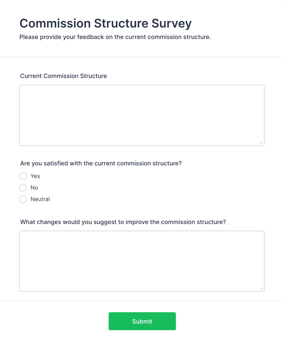 Commission Structure Survey Form Template | Jotform
