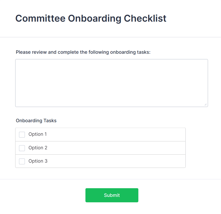 Committee Onboarding Checklist Form Template | Jotform