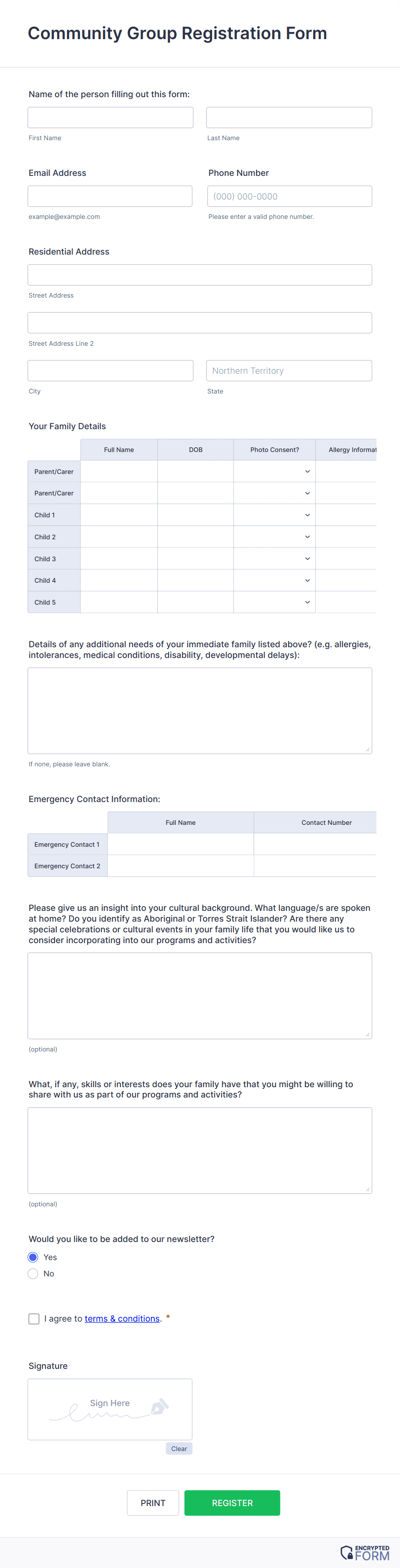 Community Group Registration Form Template | Jotform