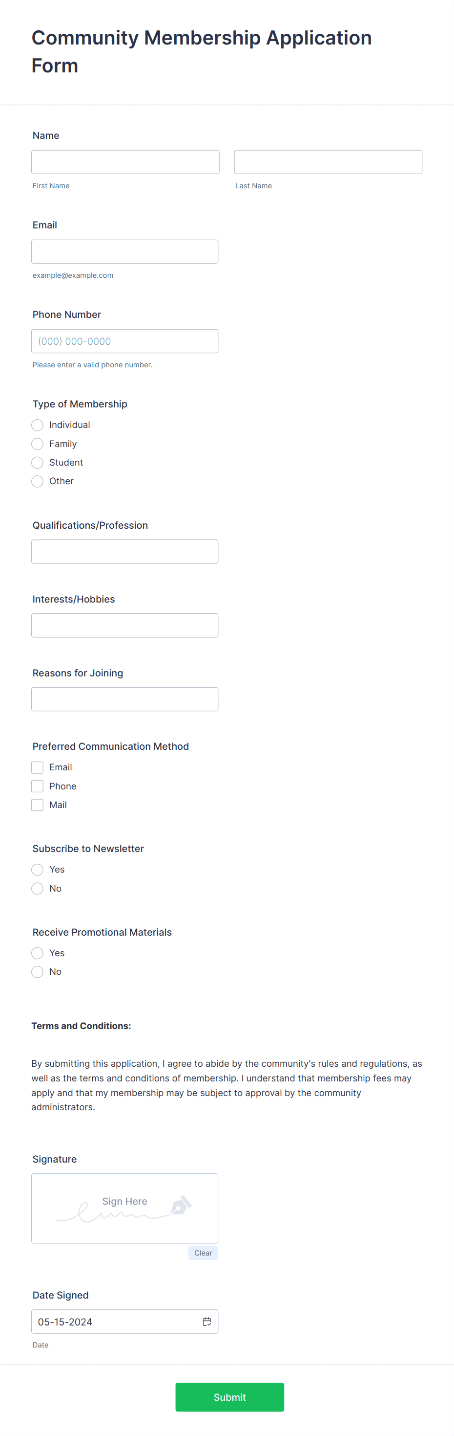 Community Membership Application Form Template | Jotform
