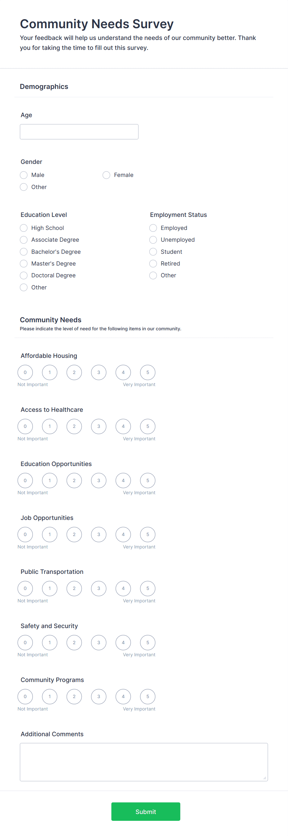Community Needs Survey Form Template | Jotform