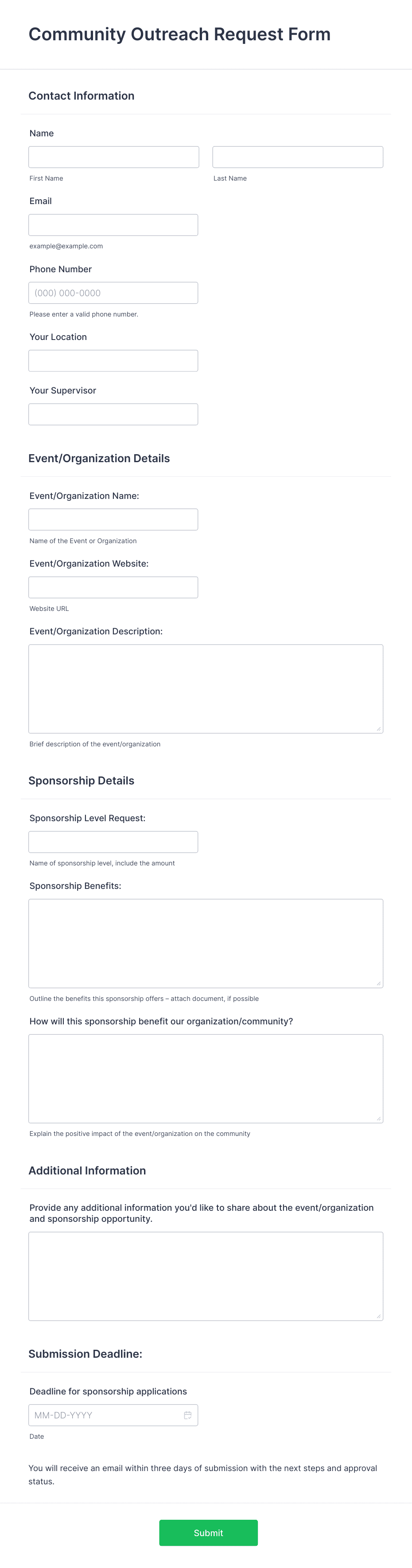 Community Outreach Request Form Template | Jotform