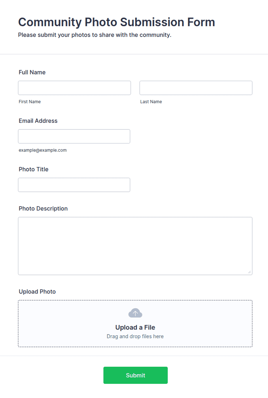 Community Photo Submission Form Template | Jotform