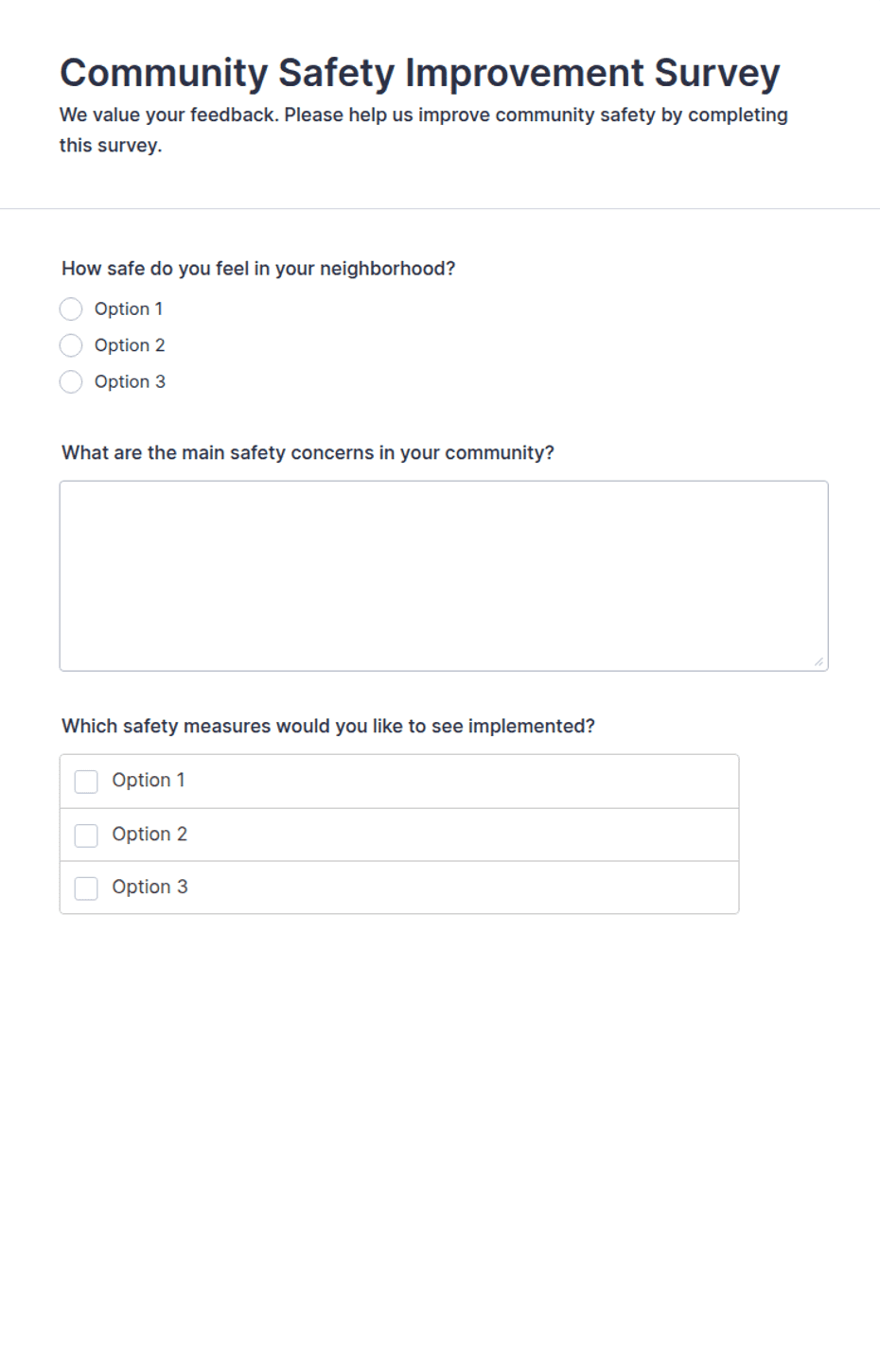 Community Safety Improvement Survey Form Template | Jotform