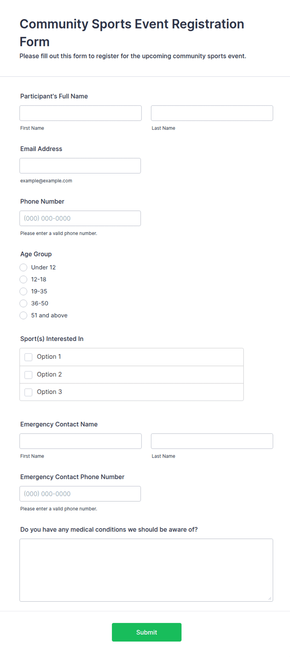 Community Sports Event Registration Form Template | Jotform