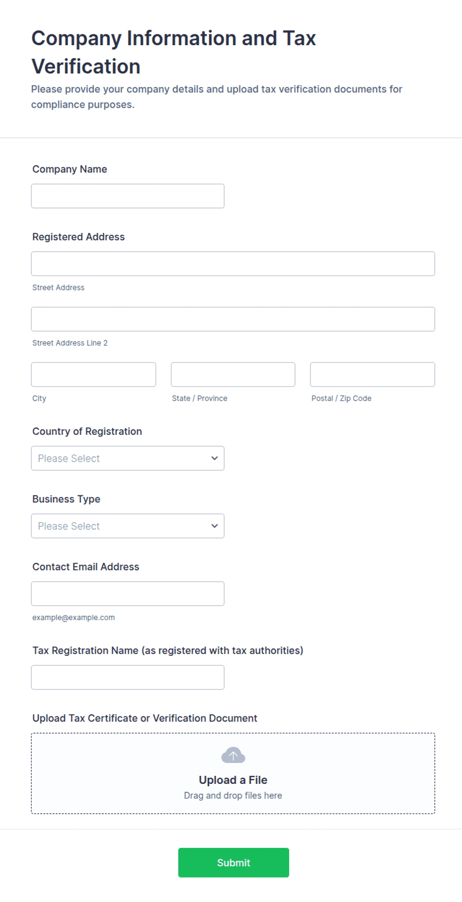 Company Information and Tax Verification Form Template | Jotform