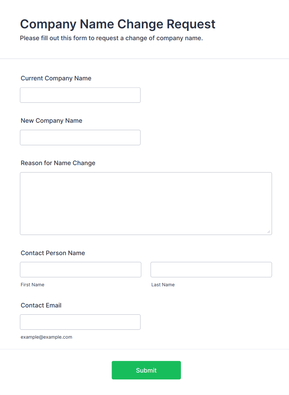 Company Name Change Request Form Template | Jotform