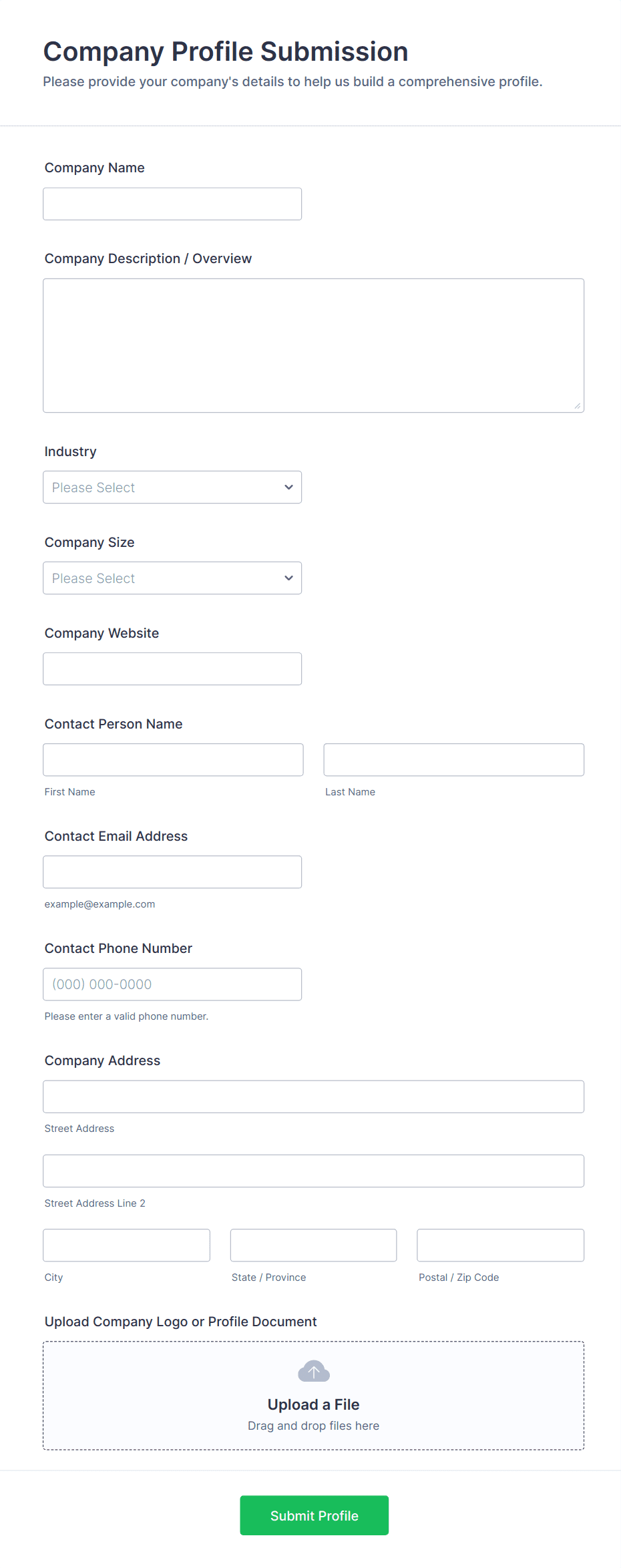 Company Profile Submission Form Template | Jotform