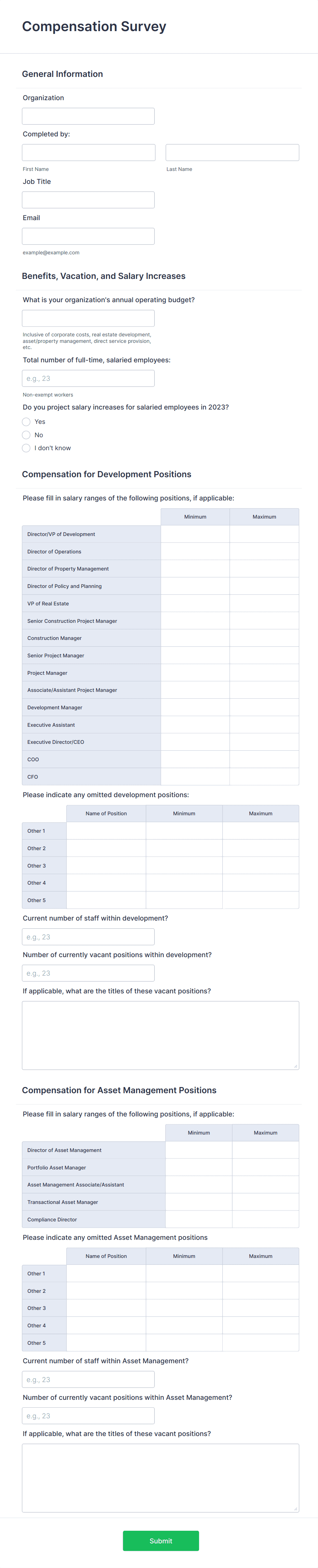 Compensation Survey Form Template | Jotform
