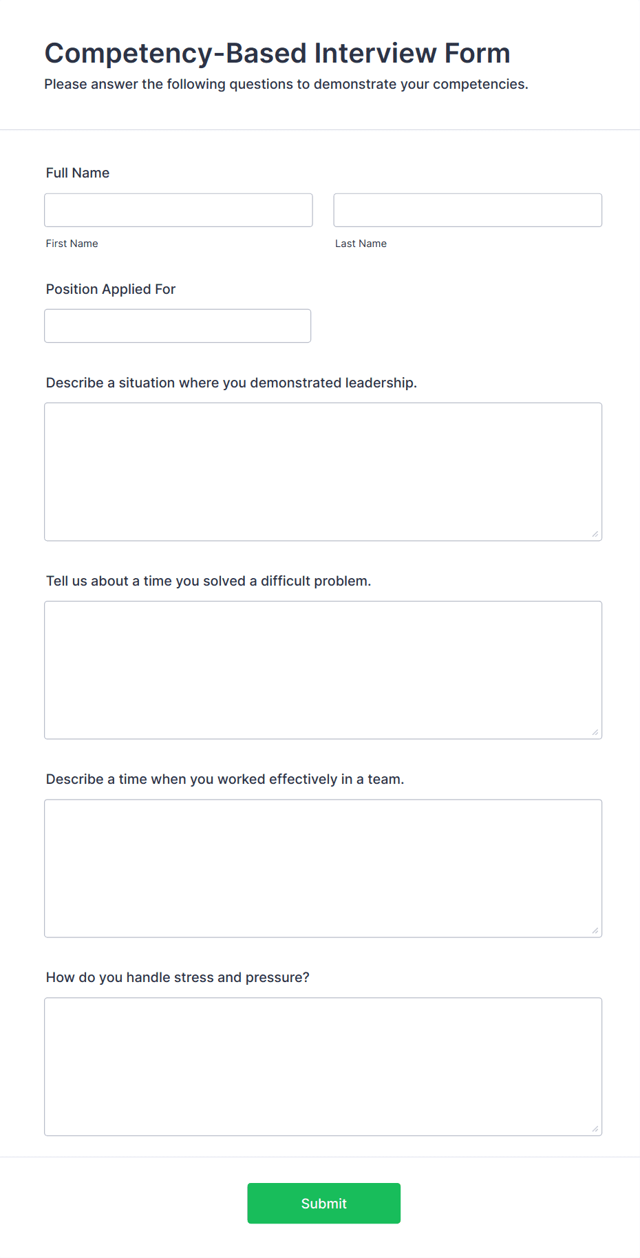 Competency-Based Interview Form Template | Jotform