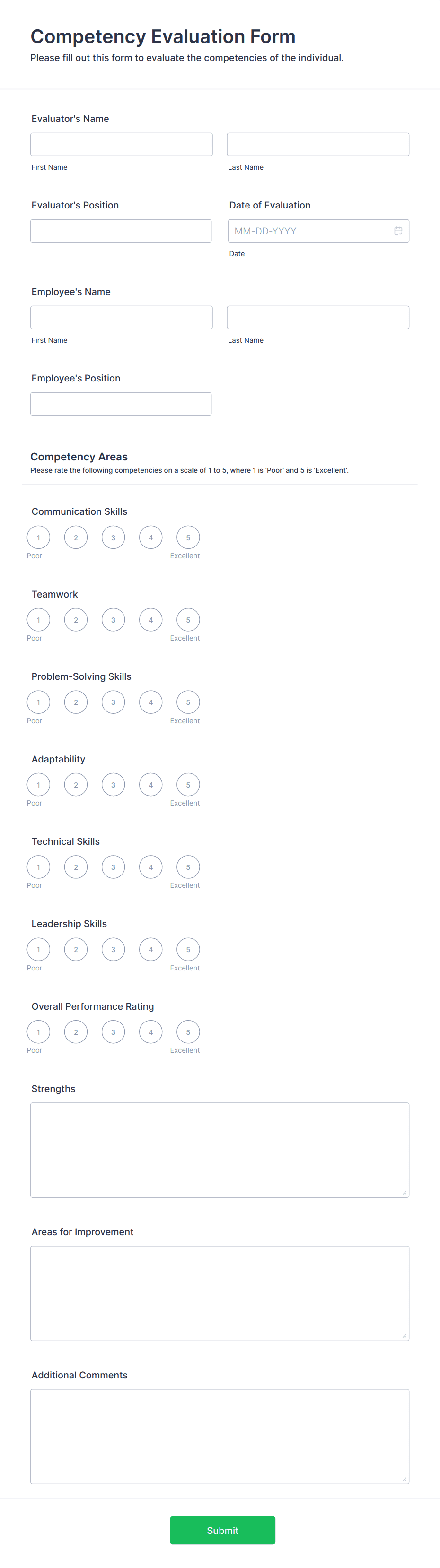 Competency Evaluation Form Template | Jotform