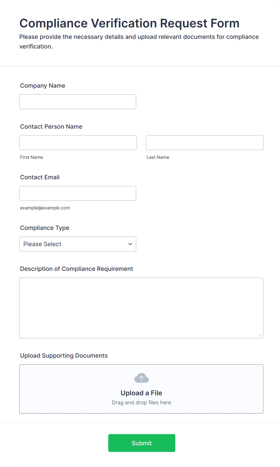 Compliance Verification Request Form Template | Jotform