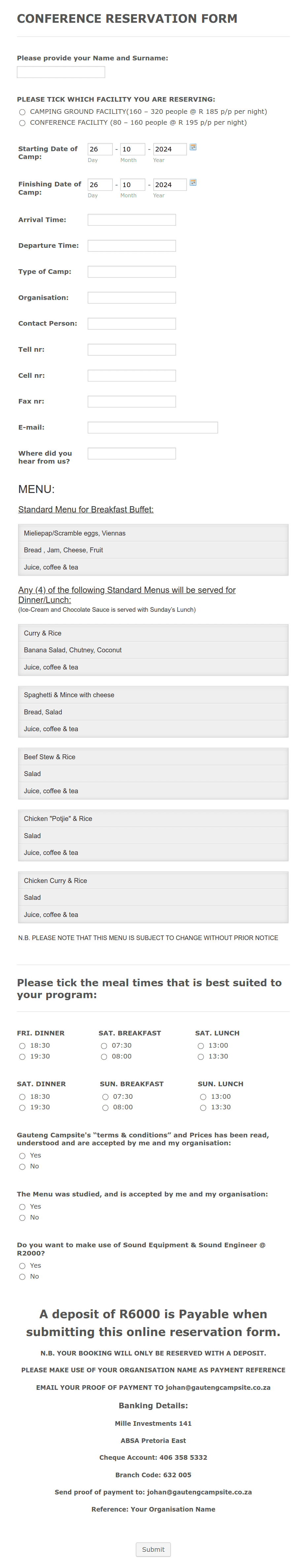 Conference Booking Request Form Template | Jotform