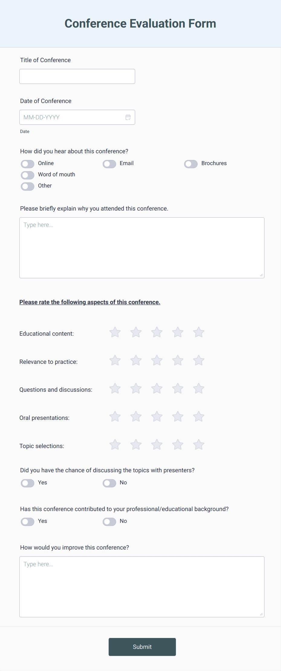 Conference Evaluation Form Template | Jotform