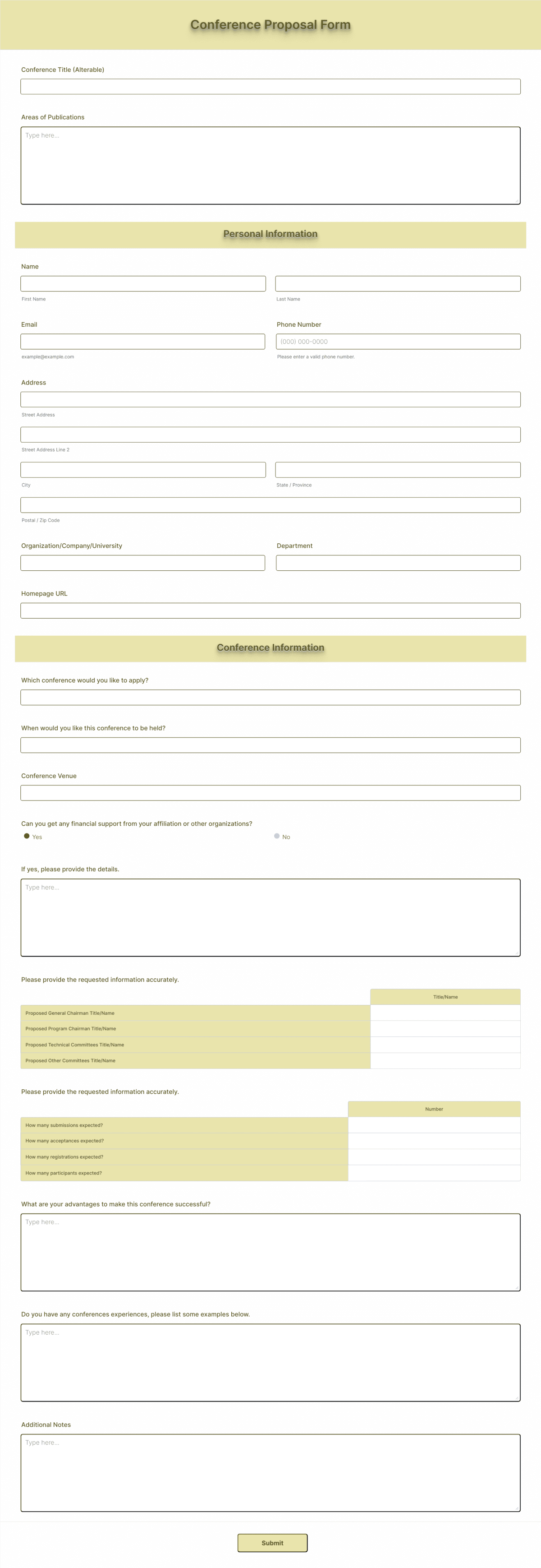 Conference Proposal Form Template | Jotform