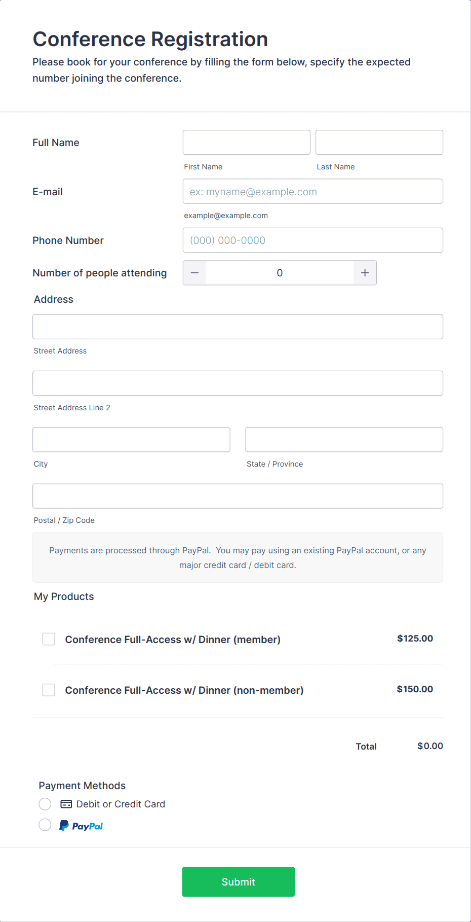 Conference Registration Form with Payment Form Template | Jotform