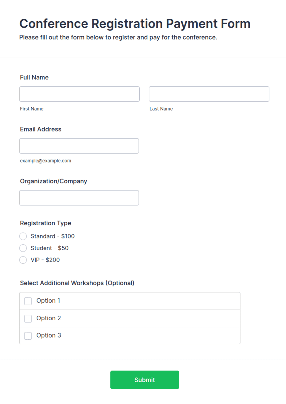 Conference Registration Payment Form Template | Jotform