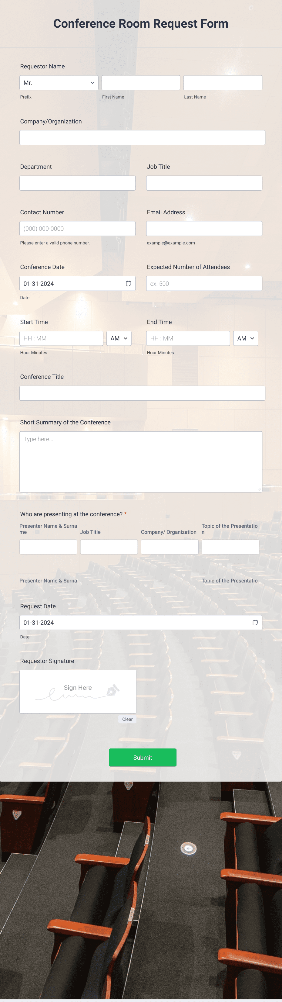 Conference Room Request Form Template | Jotform