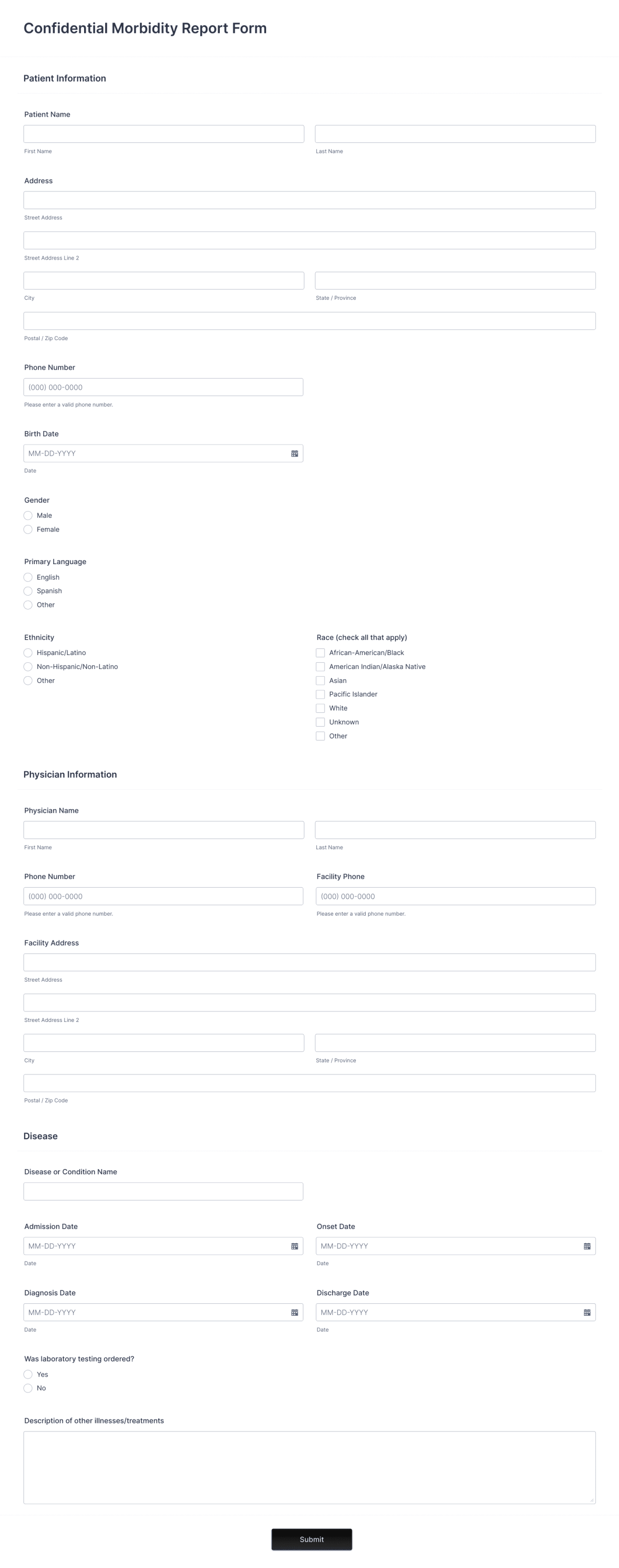 Confidential Morbidity Report Form Template | Jotform
