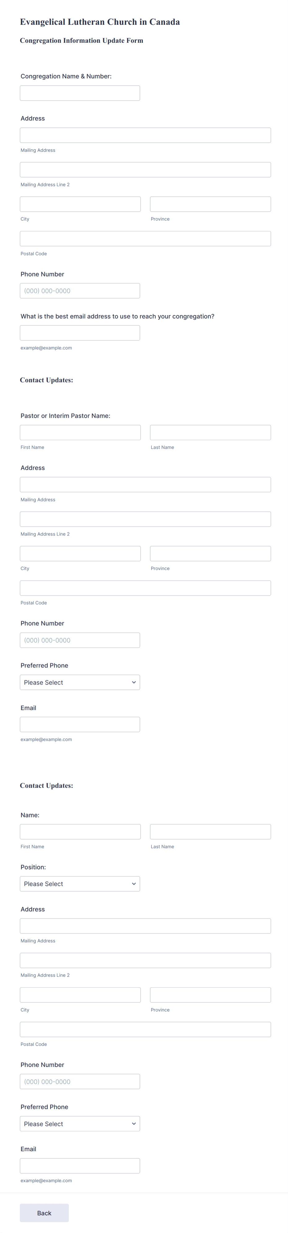 Congregation Info Update Form Template | Jotform