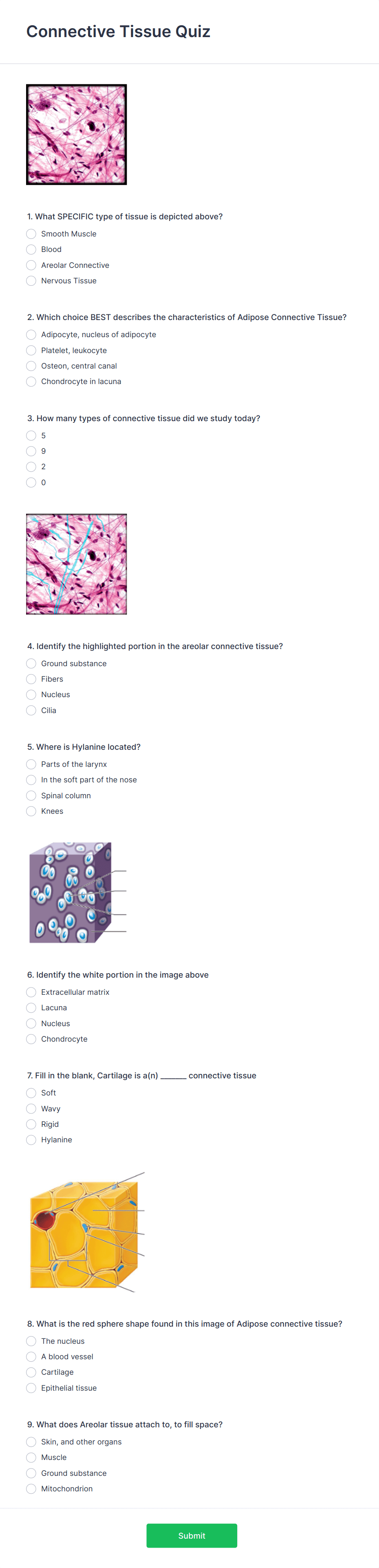 Connective Tissue Quiz Form Template | Jotform