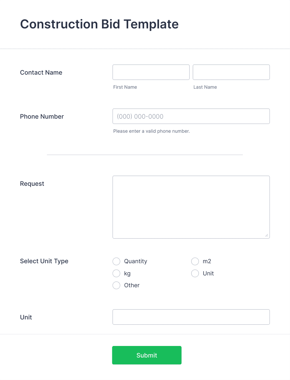 Construction Bid Template Form Template | Jotform
