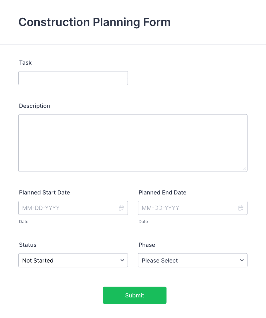 Construction Planning Form Template | Jotform