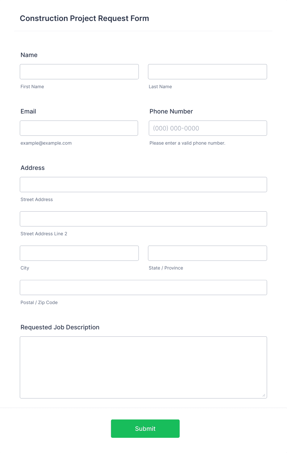 Construction Project Request Form Template | Jotform