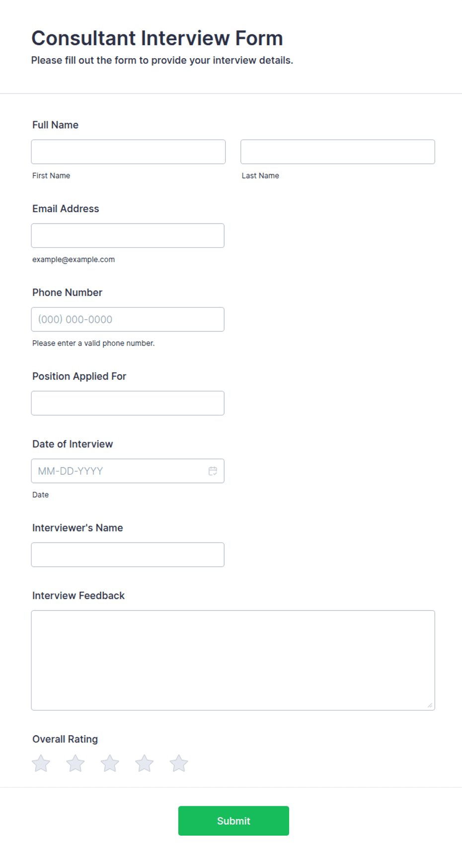 Consultant Interview Form Template | Jotform