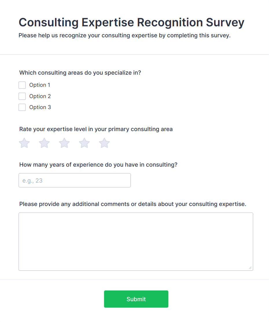 Consulting Expertise Recognition Survey Form Template | Jotform