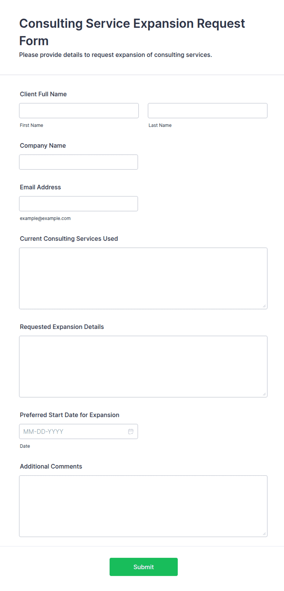 Consulting Service Expansion Request Form Template | Jotform