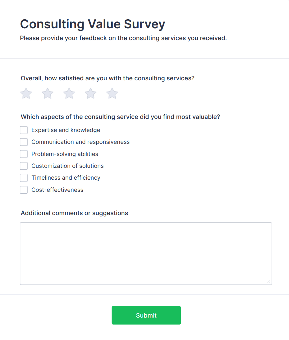 Consulting Value Survey Form Template | Jotform