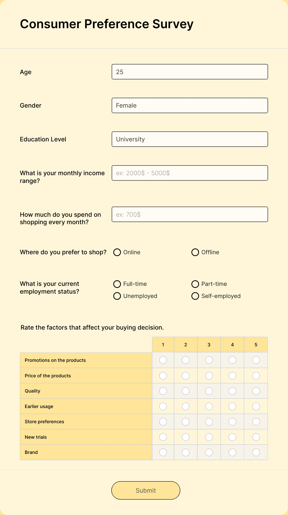 Consumer Preference Survey Form Template | Jotform