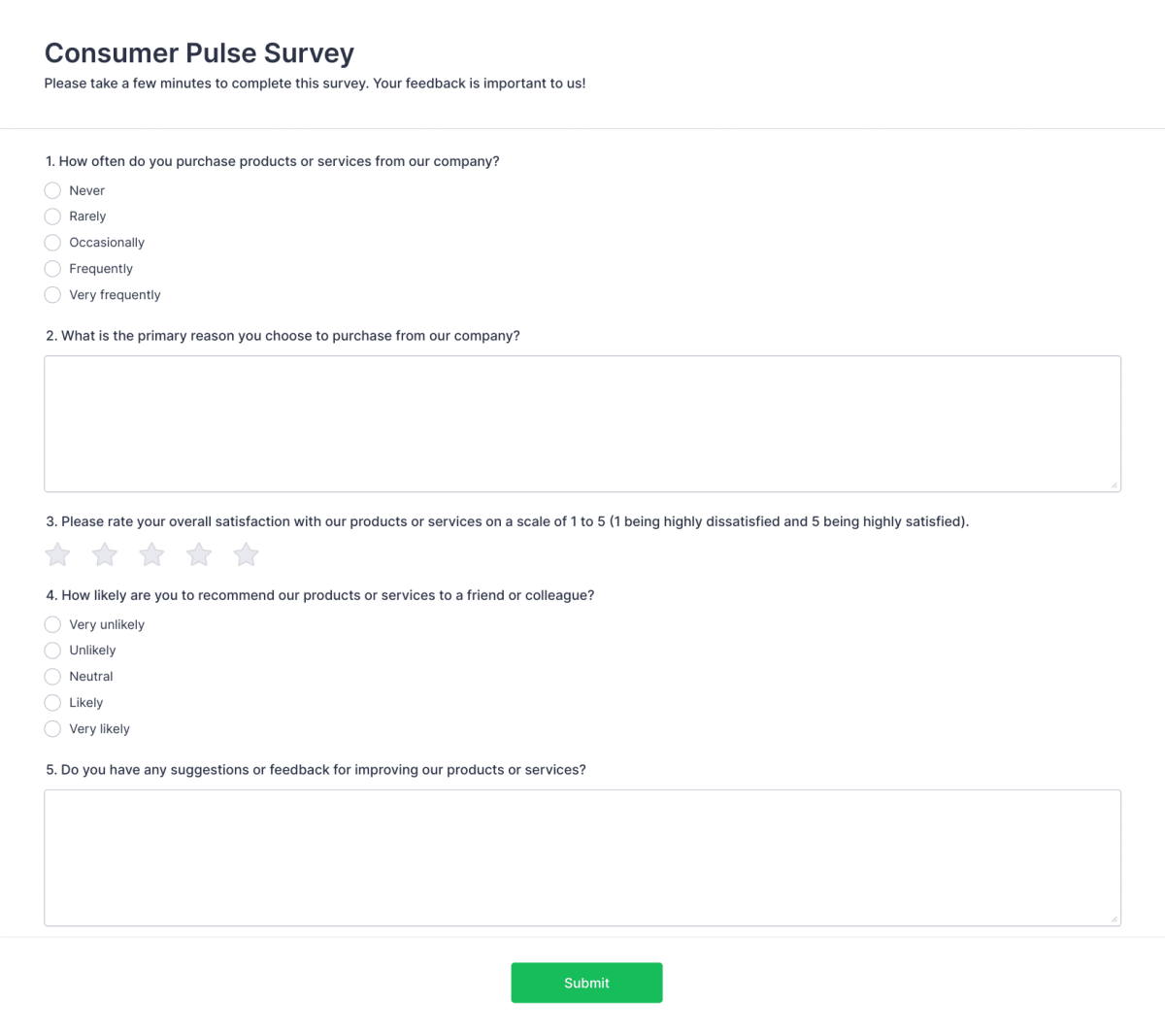 Consumer Pulse Survey Form Template | Jotform