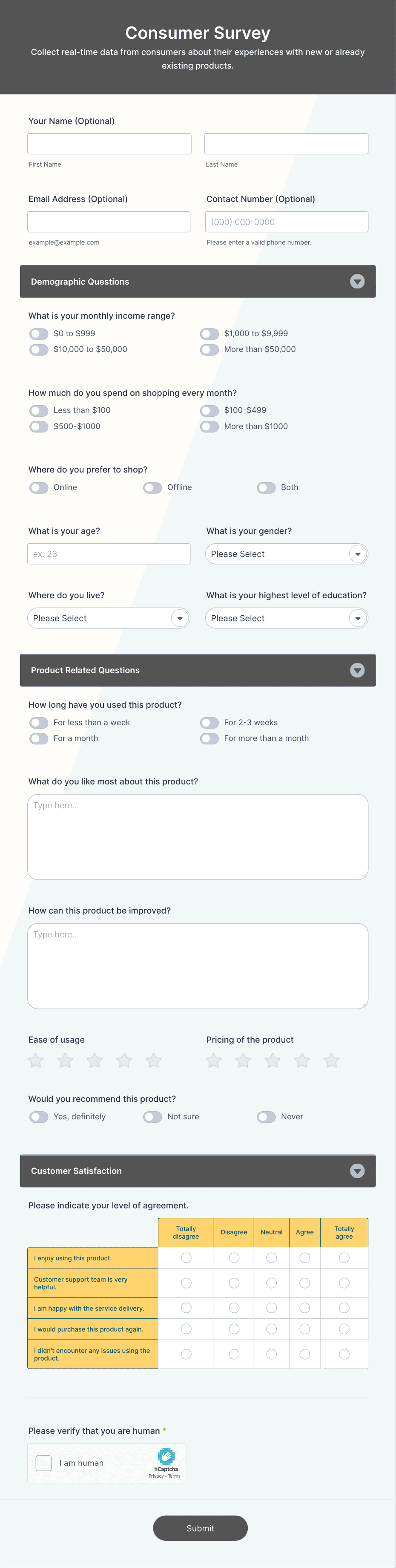 Consumer Spending Survey Form Template | Jotform
