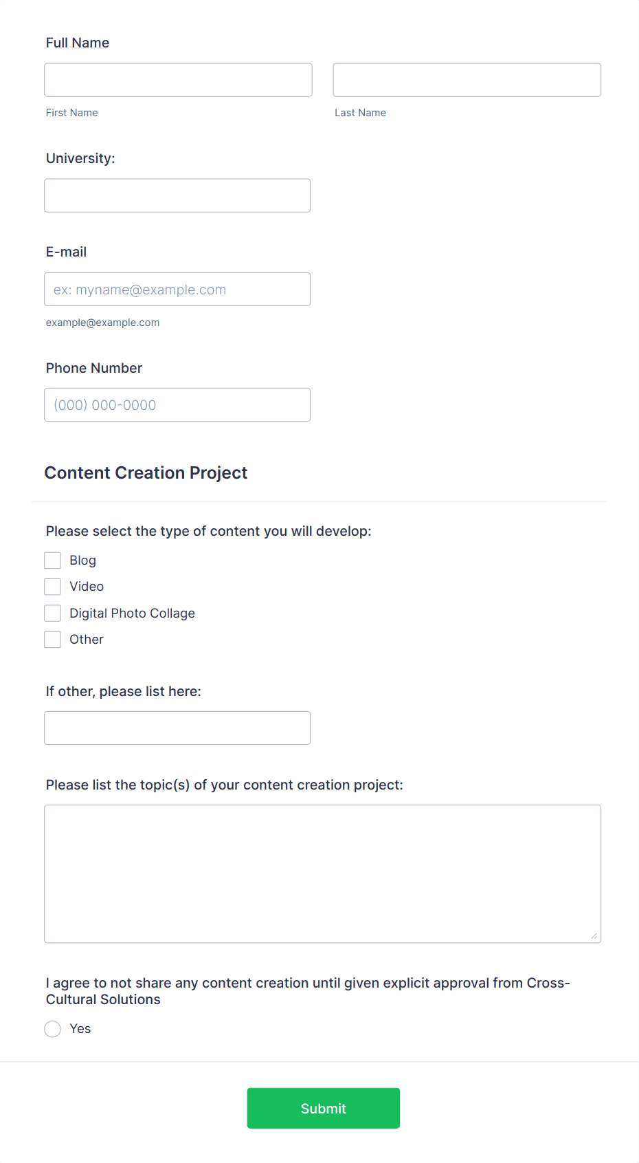 Content Creation 3 Pre-Mission Report Form Template | Jotform