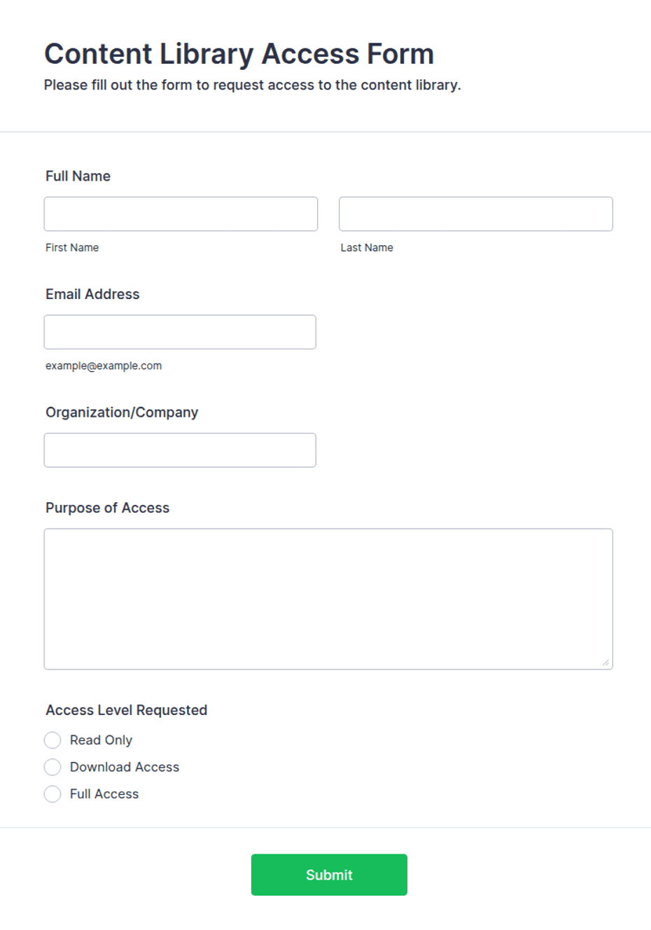 Content Library Access Form Template | Jotform