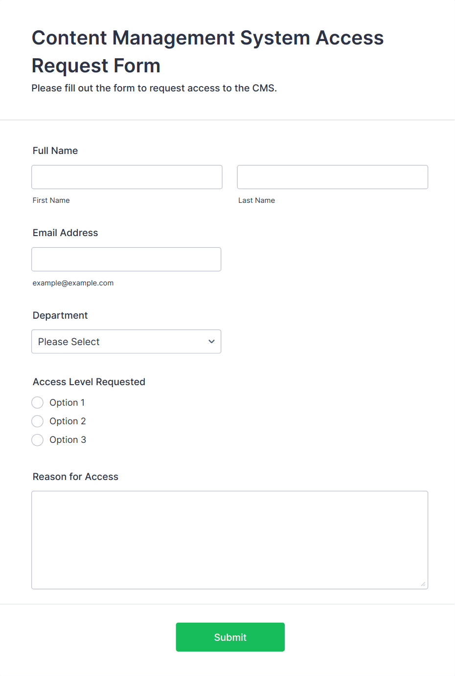 Content Management System Access Request Form Template | Jotform