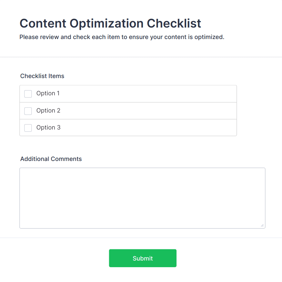 Content Optimization Checklist Form Template | Jotform