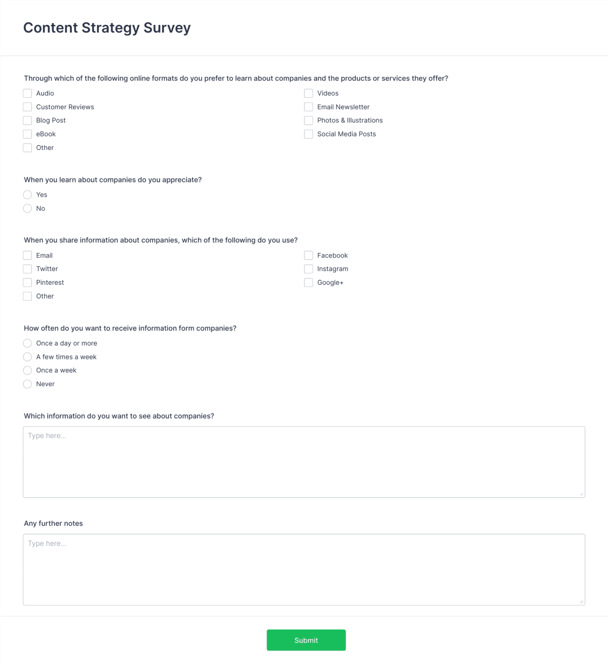 Content Strategy Survey Form Template | Jotform