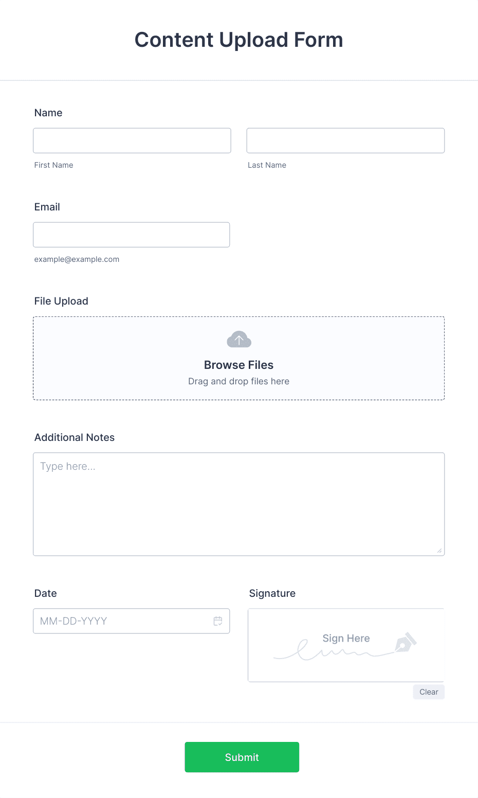 Content Upload Form Template | Jotform