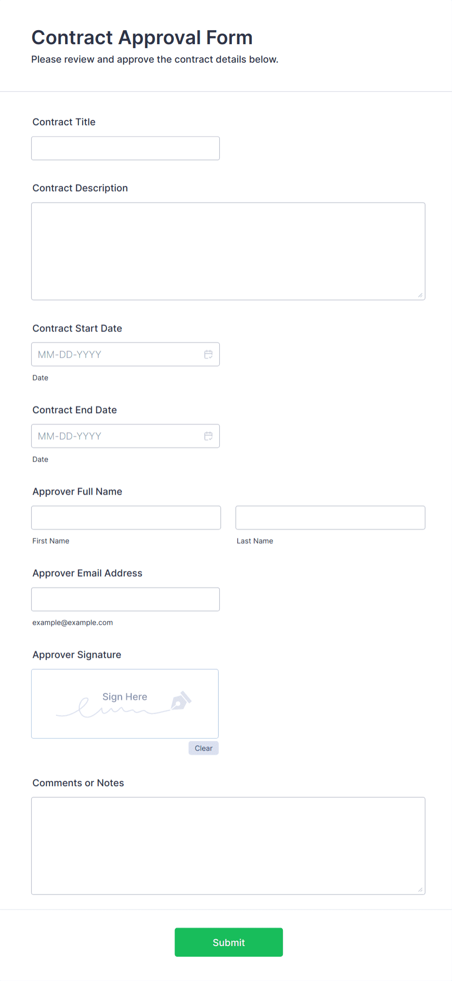 Contract Approval Form Template | Jotform