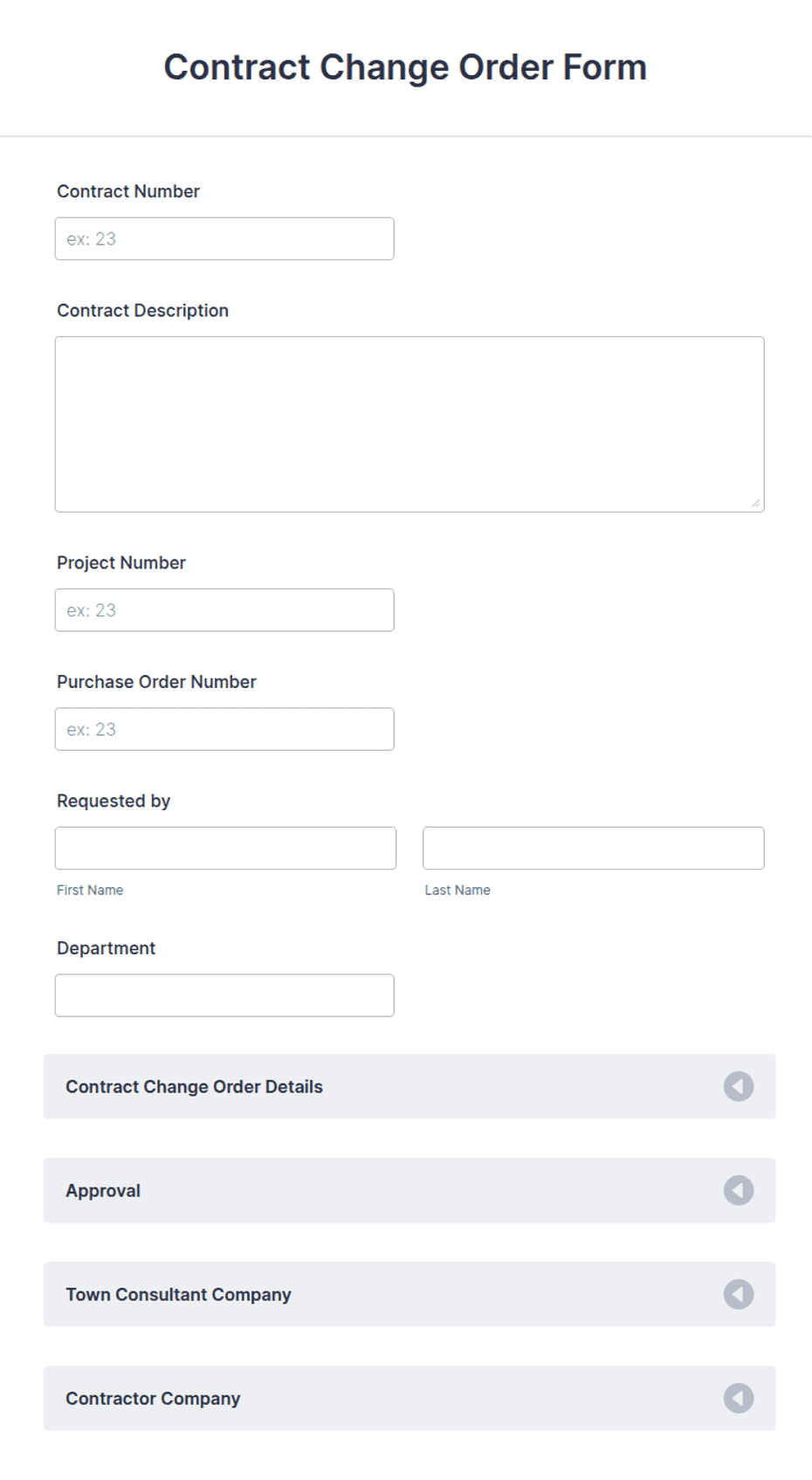 Contract Change Order Form Template | Jotform